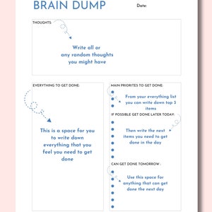 Brain Dump Printable, Brain Dump Planner, Thought Organizer, Thought ...