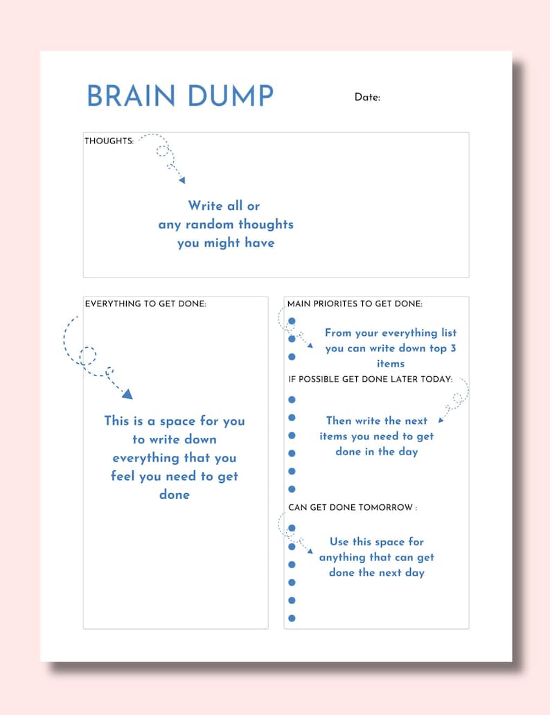 Brain Dump Printable, Brain Dump Planner, Thought Organizer, Thought ...