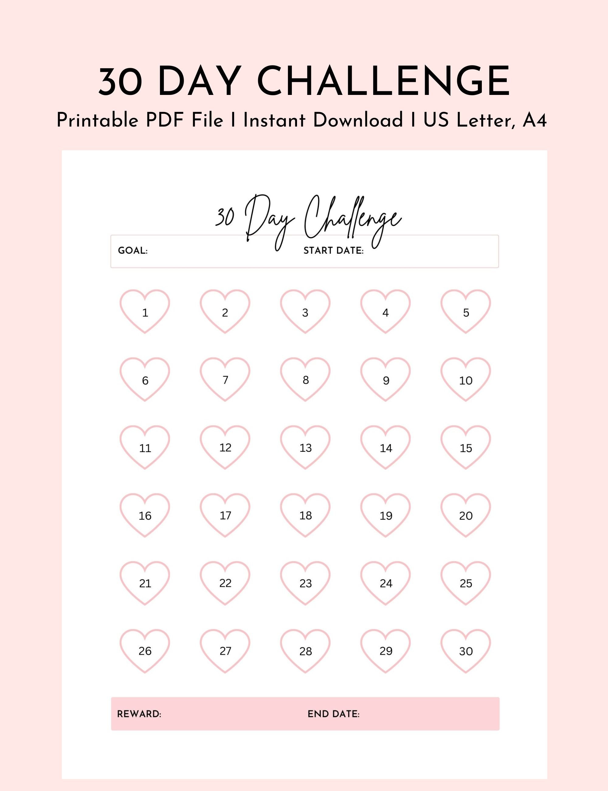 30 Day Challenge Printable, 30 Day Challenge Tracker, Habit Building ...