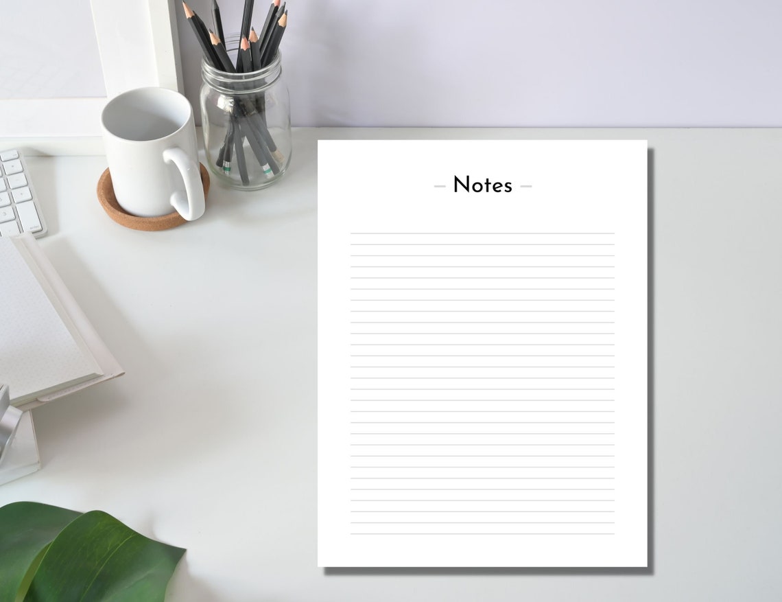 Notes Page Printable, Printable Notes, Lined Note Printable, Lined Note ...
