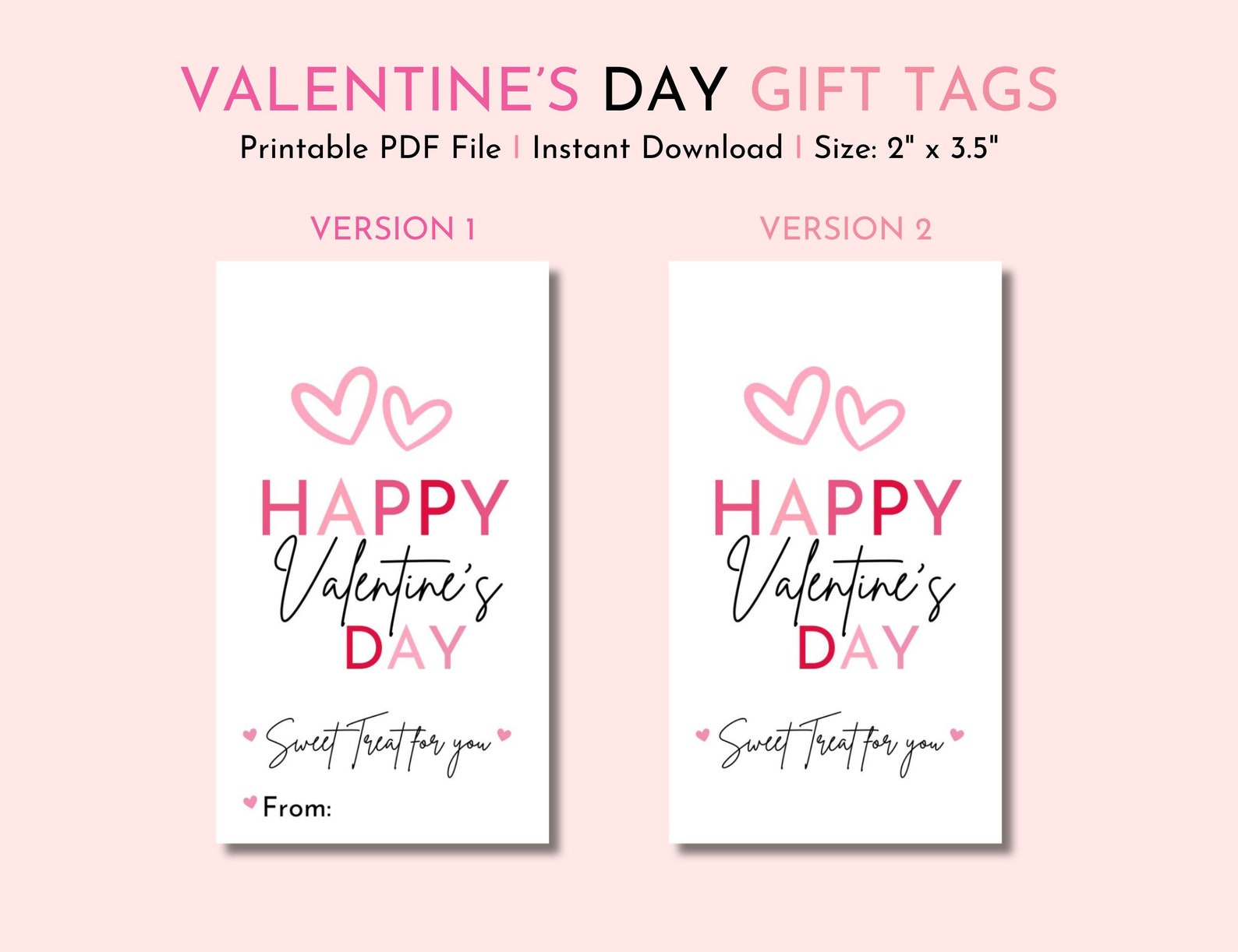 Happy Valentines Day Gift Tag, Kids Valentines Day Gift Tag, Sweet ...