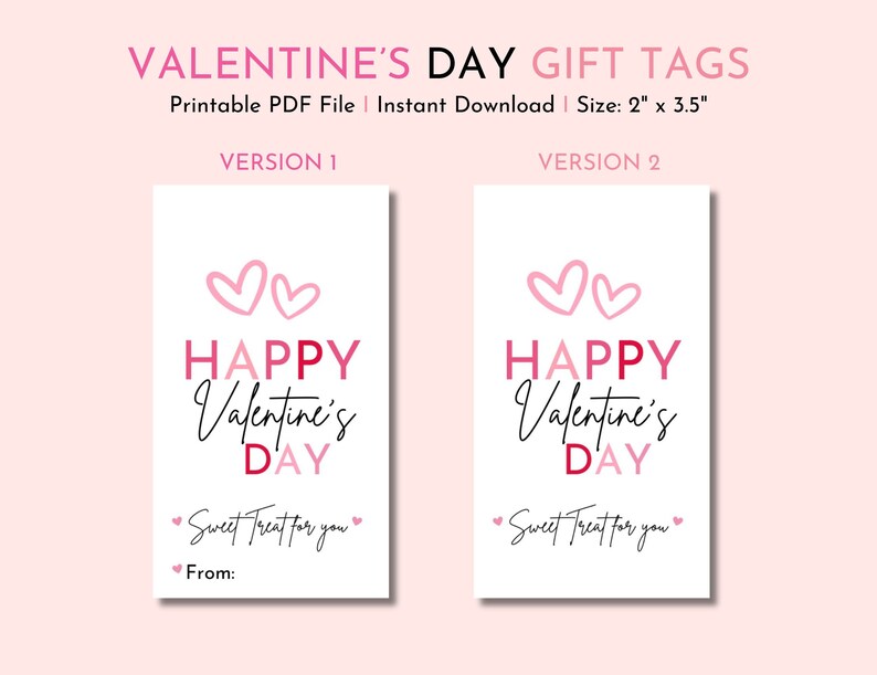 Happy Valentines Day Gift Tag, Kids Valentines Day Gift Tag, Sweet ...
