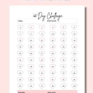 60 Day Challenge Printable, 60 Day Challenge Tracker, Habit Building ...