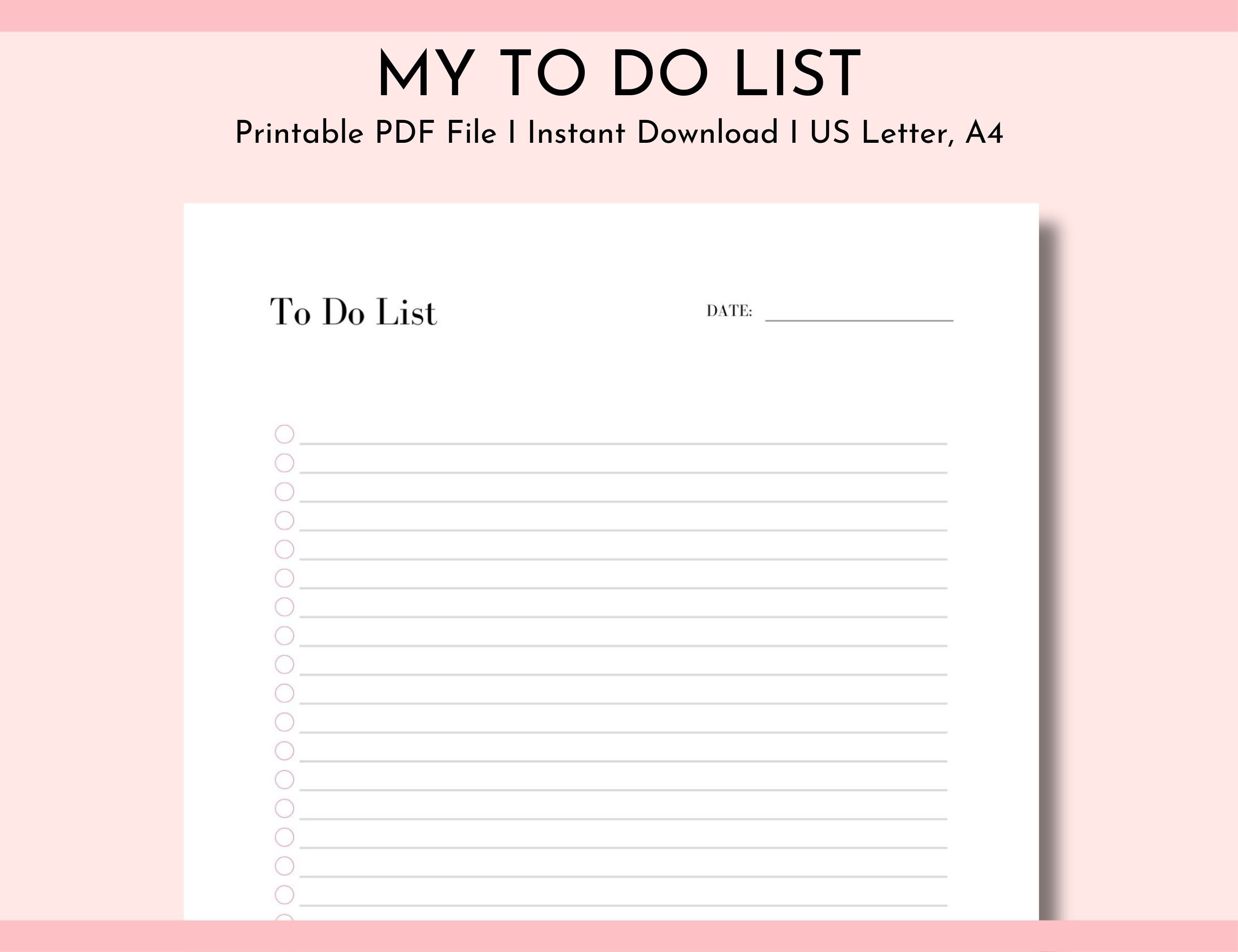 To Do List Printable, Task List Template, Daily to Do List ...