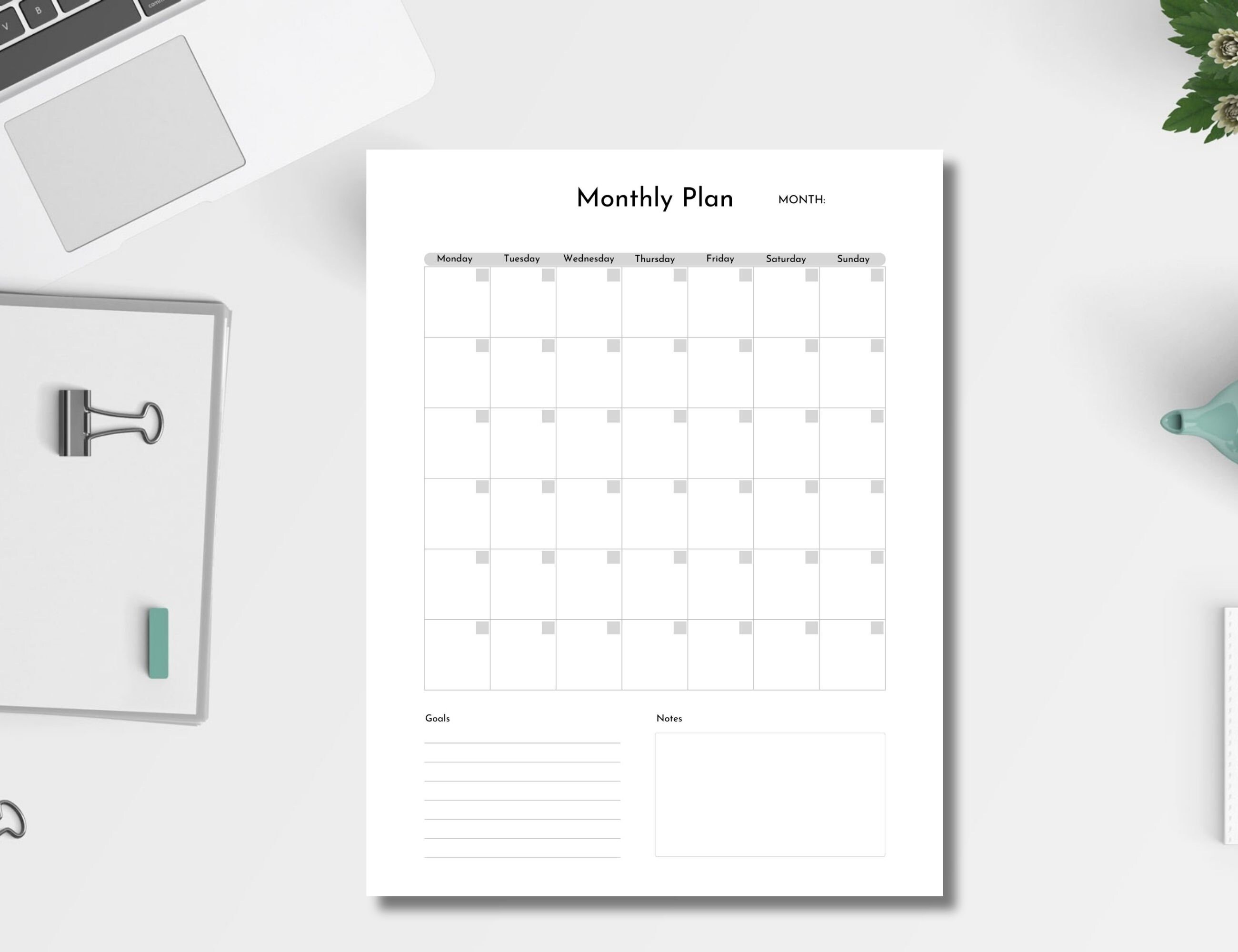 Monthly Planner Printable, Monthly Organizer, Productivity Planner ...