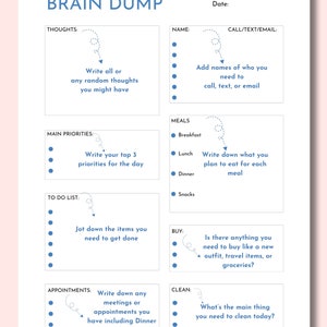 Brain Dump Printable, Brain Dump Planner, Thought Organizer, Thought ...
