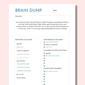 Brain Dump Printable, Brain Dump Planner, Thought Organizer, Thought ...