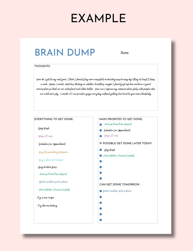 Brain Dump Printable, Brain Dump Planner, Thought Organizer, Thought ...