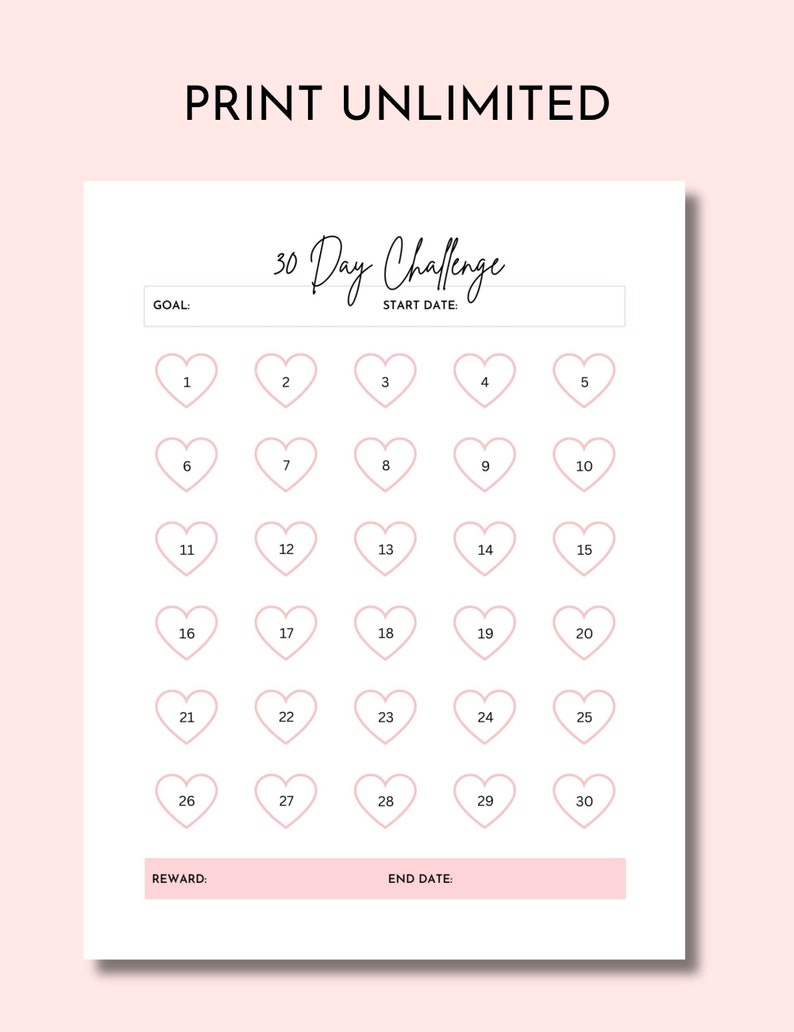 30 Day Challenge Printable, 30 Day Challenge Tracker, Habit Building ...