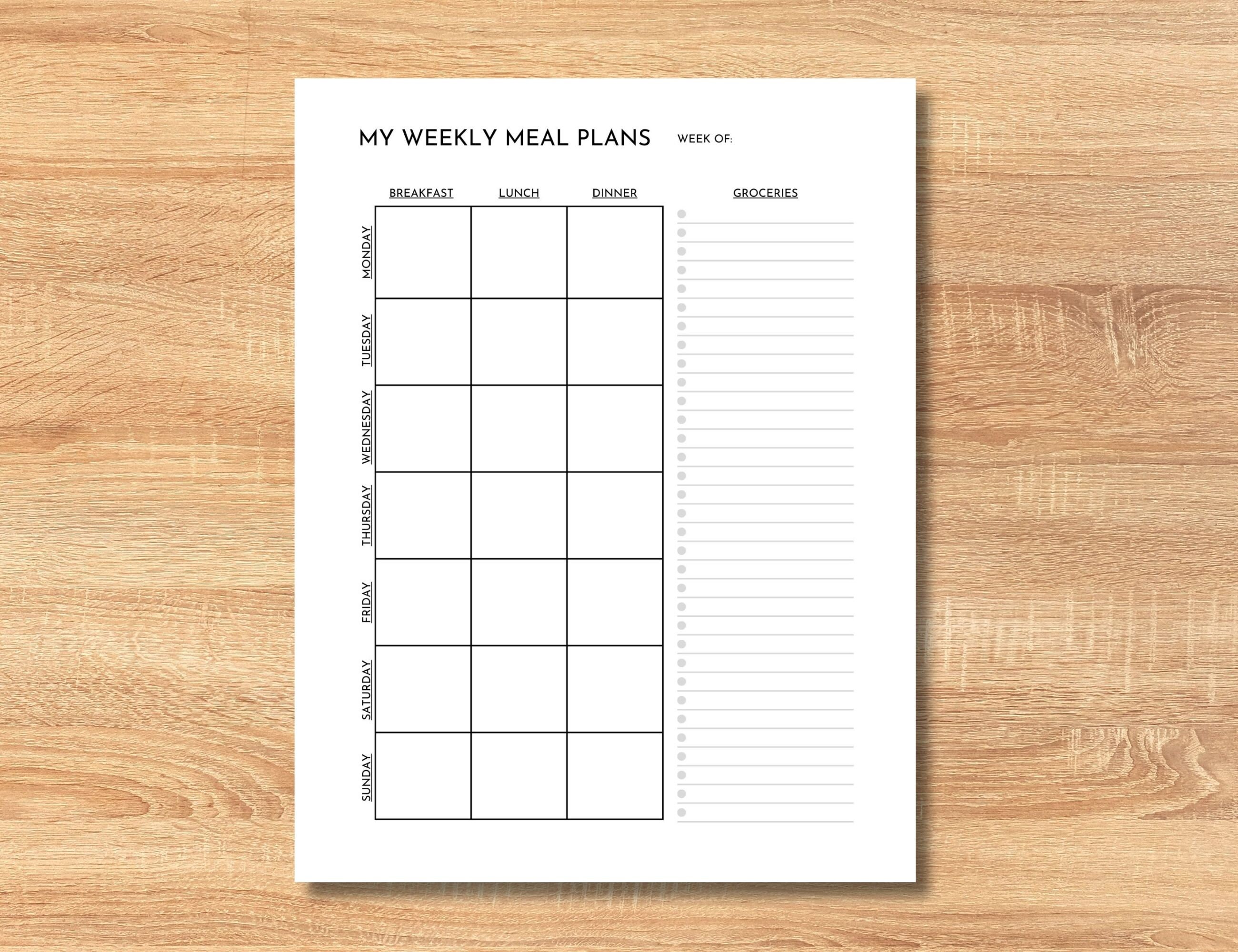 Weekly Menu Planner, Weekly Meal Planner and Grocery List, Weekly Menu ...