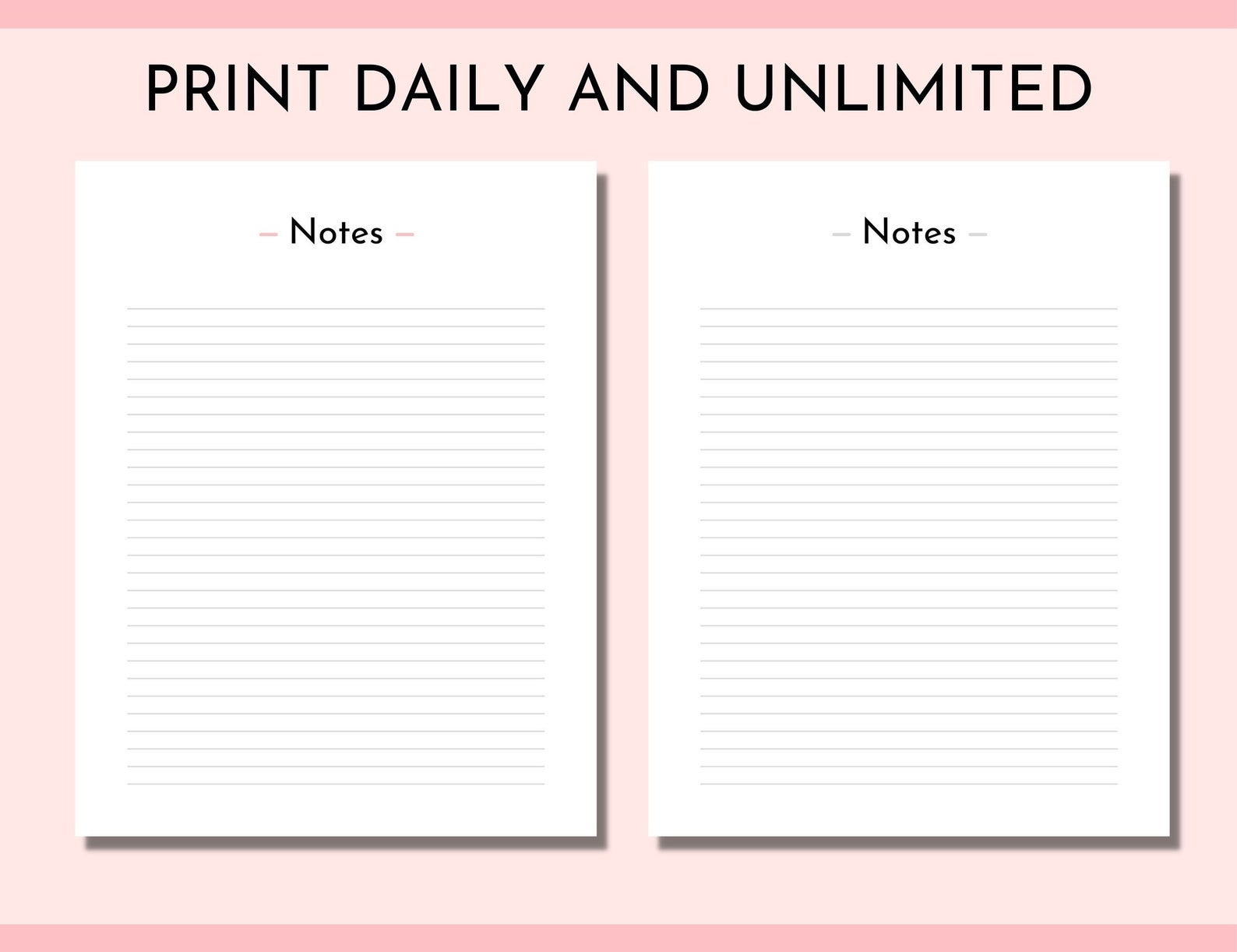 Notes Page Printable, Printable Notes, Lined Note Printable, Lined Note ...