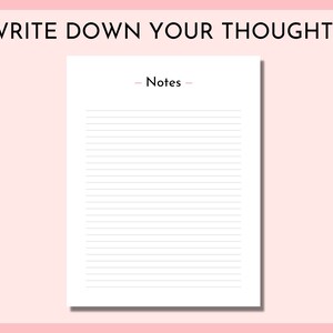 Notes Page Printable, Printable Notes, Lined Note Printable, Lined Note ...