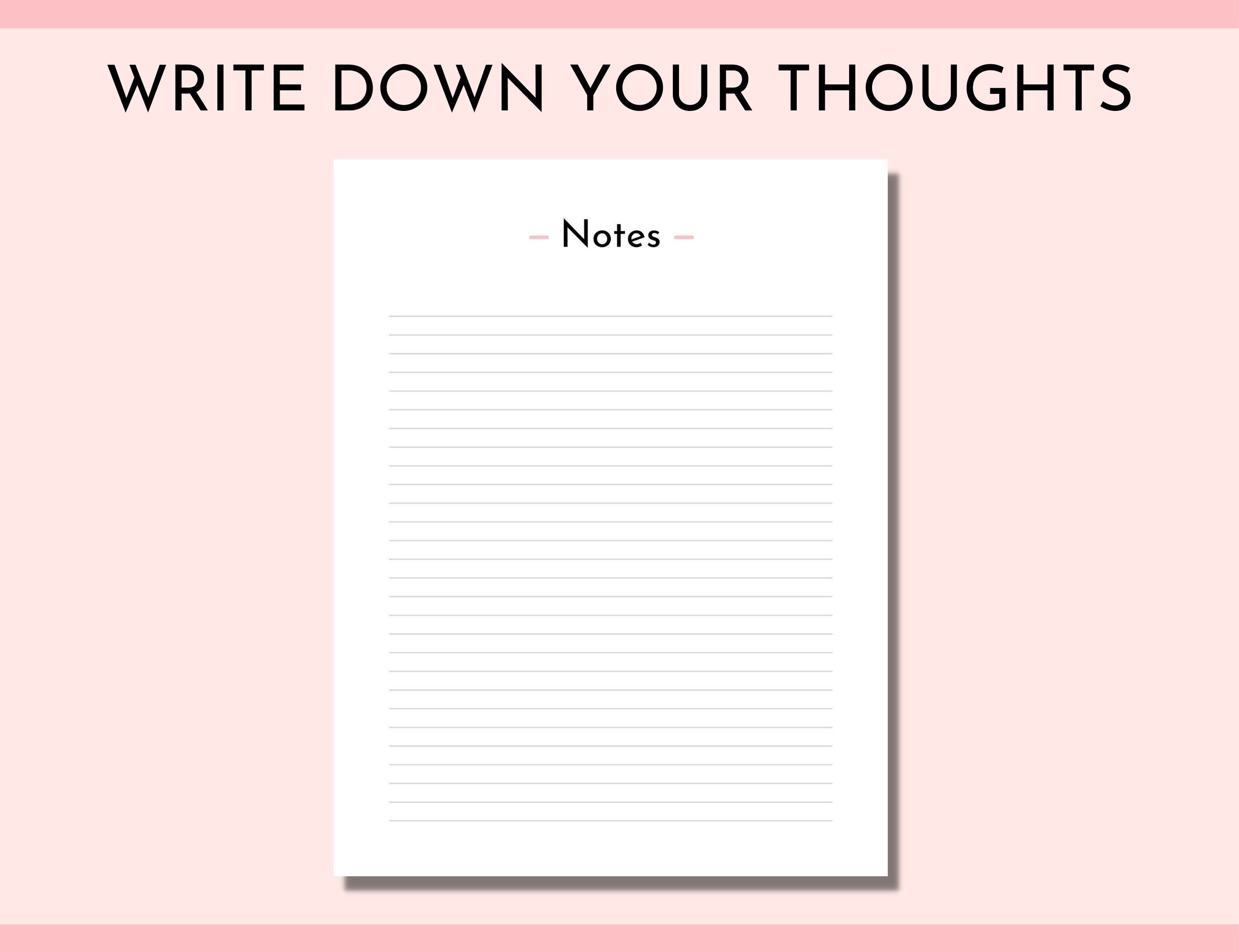 Notes Page Printable, Printable Notes, Lined Note Printable, Lined Note ...