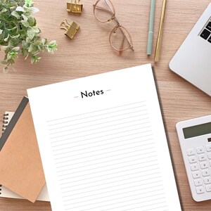 Notes Page Printable, Printable Notes, Lined Note Printable, Lined Note ...