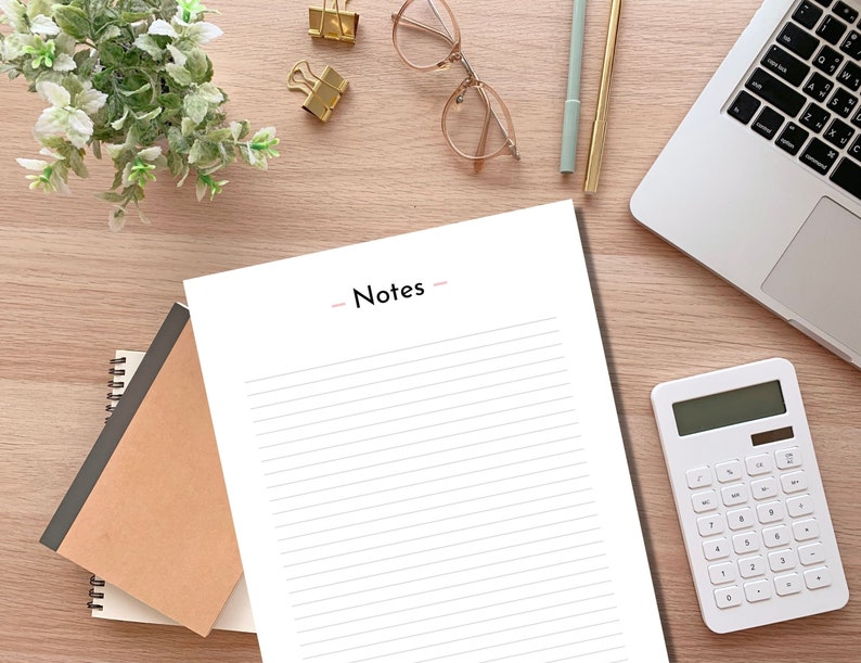 Notes Page Printable, Printable Notes, Lined Note Printable, Lined Note ...