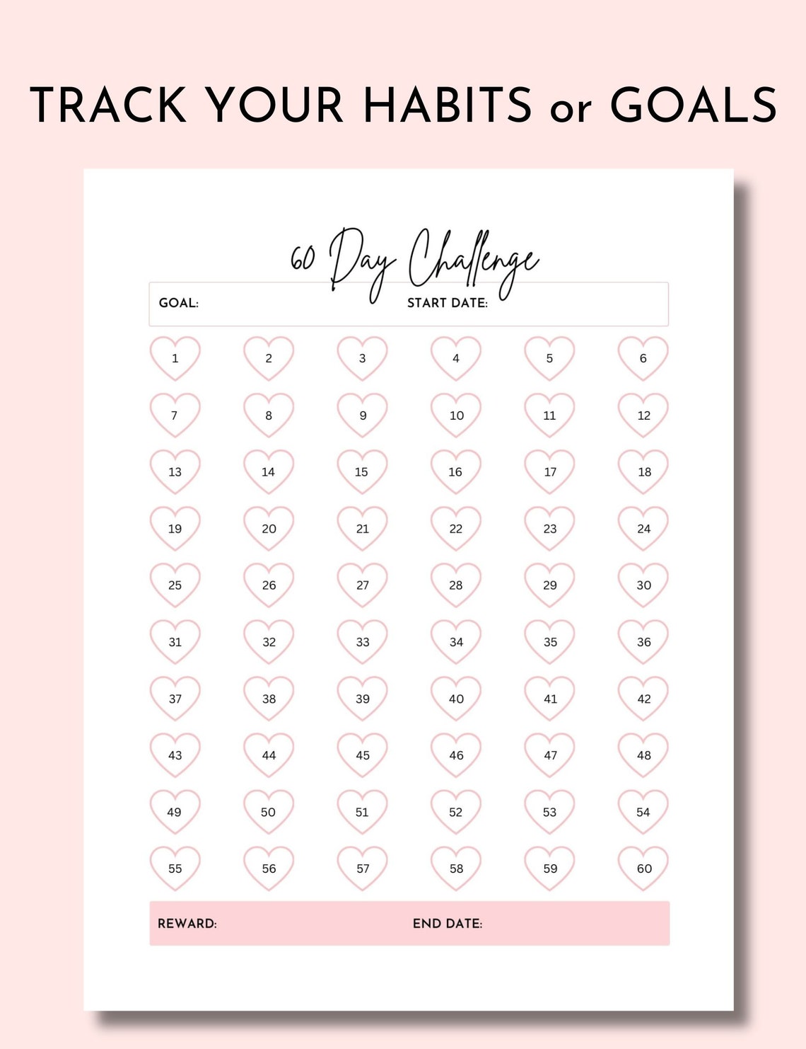 60 Day Challenge Printable, 60 Day Challenge Tracker, Habit Building ...