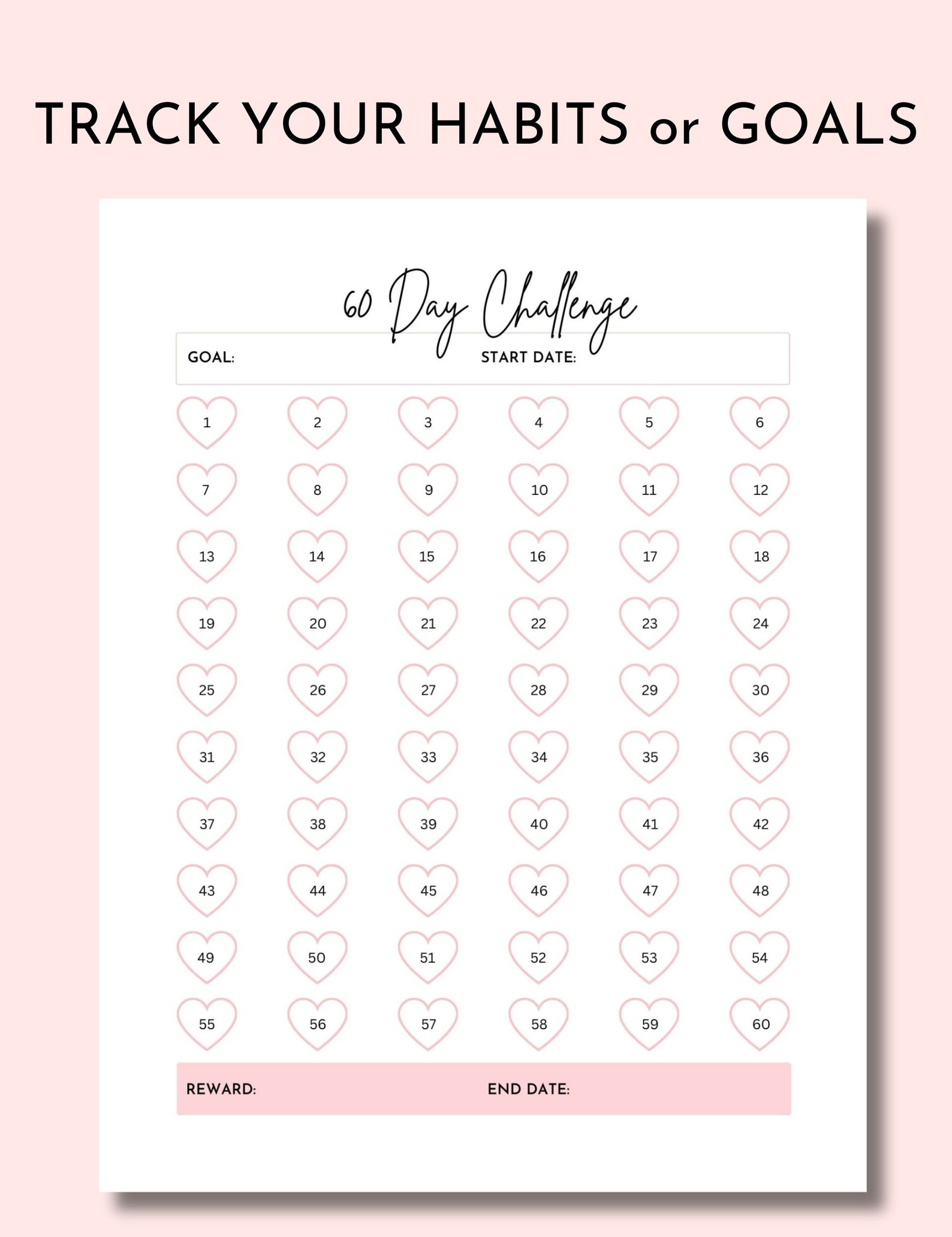 60 Day Challenge Printable, 60 Day Challenge Tracker, Habit Building ...