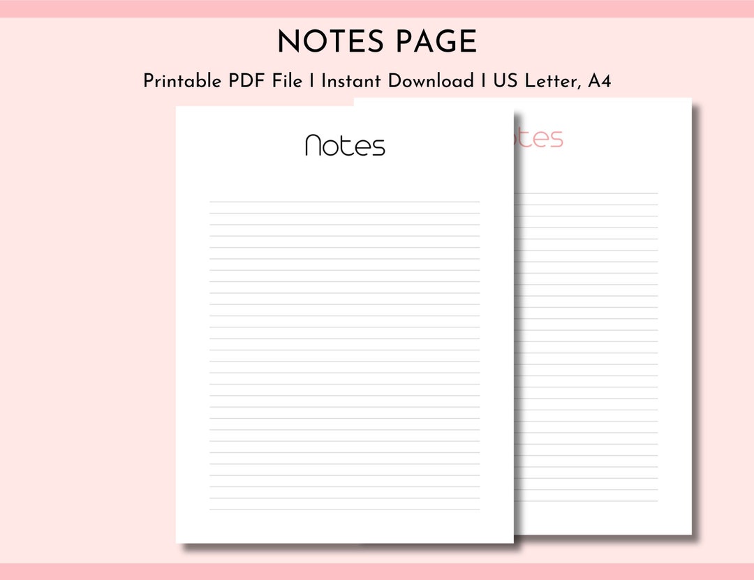 Notes Page Printable Printable Notes Notes Page Planner - Etsy