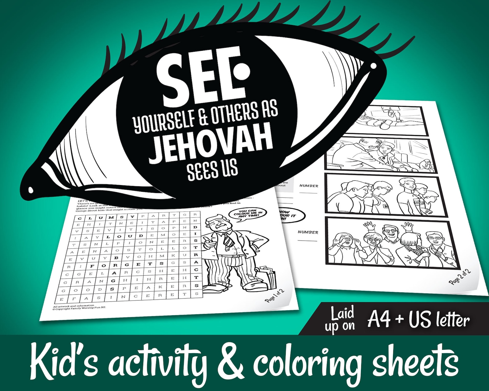 Kids Bible Activity | Word Search & Coloring JW Activity for Family ...