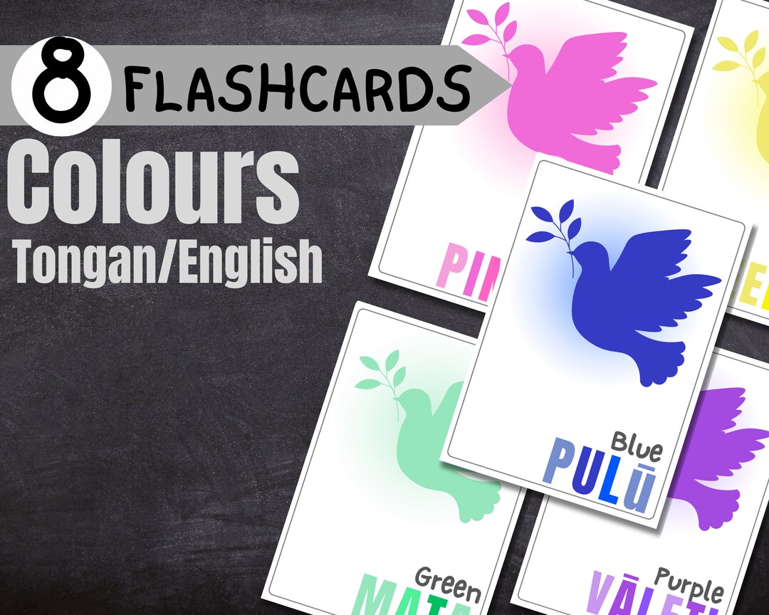 Bilingual Flashcards - Tongan/english - Colours - Etsy