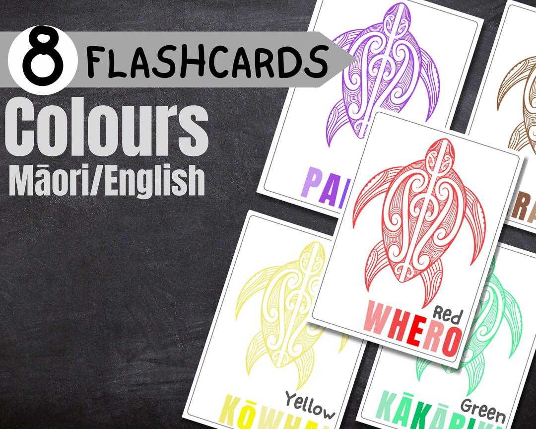 Bilingual Flashcards - Māori/english - Colours - Etsy