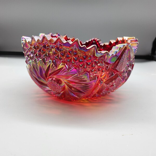 Pink Vintage Carnival Glass Bowl - Etsy