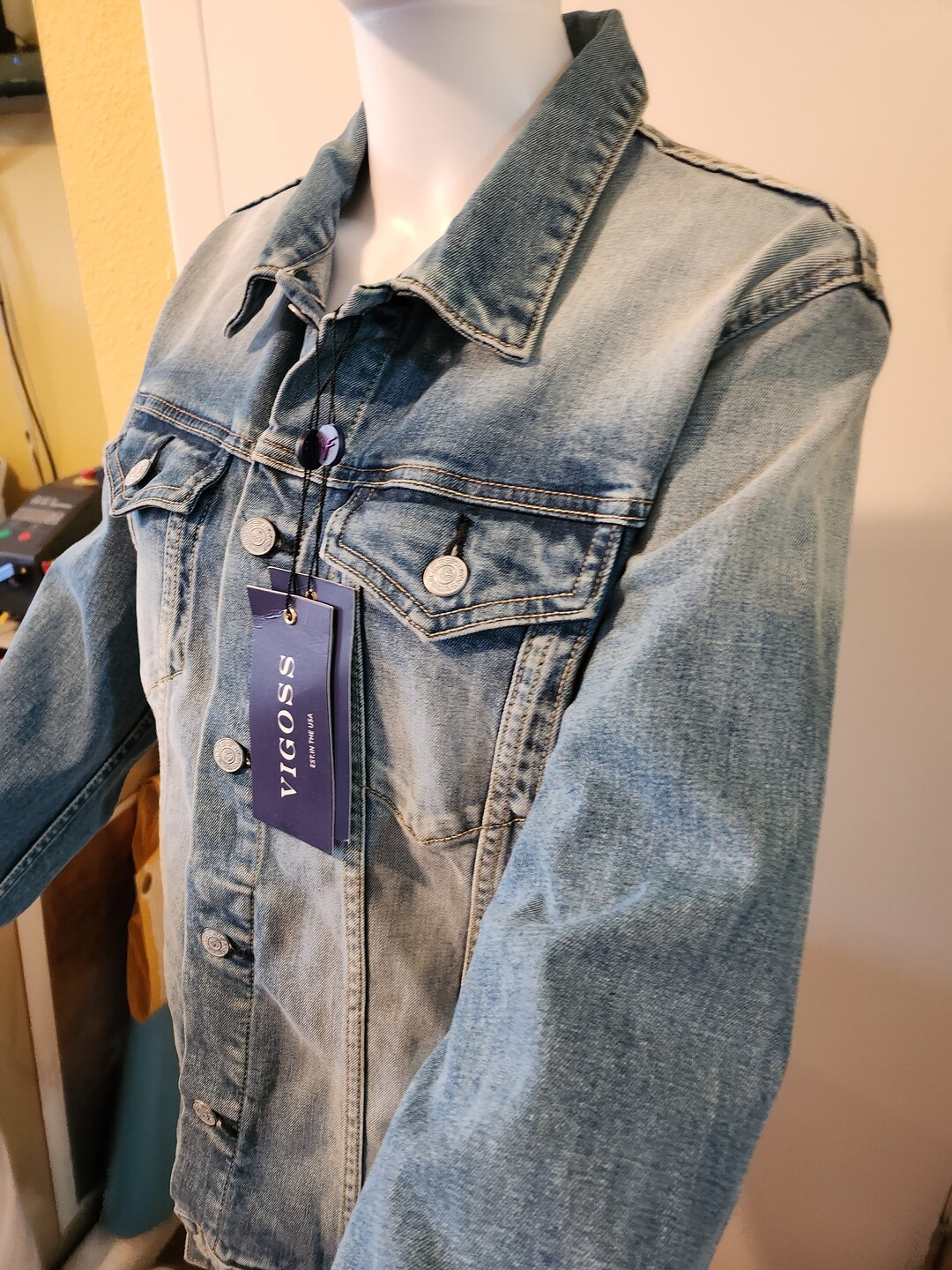Rare Factory Sample Vigoss Mens Medium Denim Jacket New With Tags - Etsy