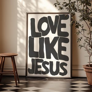Modern Christian Wall Decor, Love Like Jesus Christian Poster Retro ...