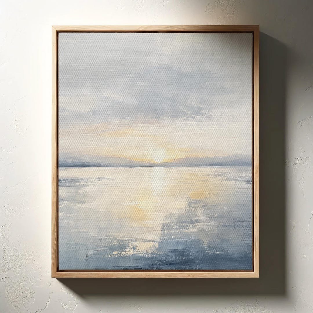 Sunrise Christian Oil Painting, Neutral Coastal Wall Art (digital Art ...