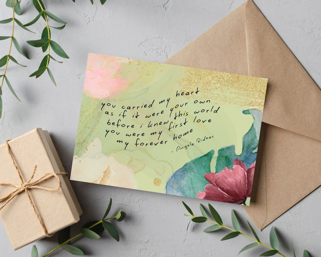 Poem Mother's Day Card From Daughter Watercolor Flower Mothers Day Gift ...