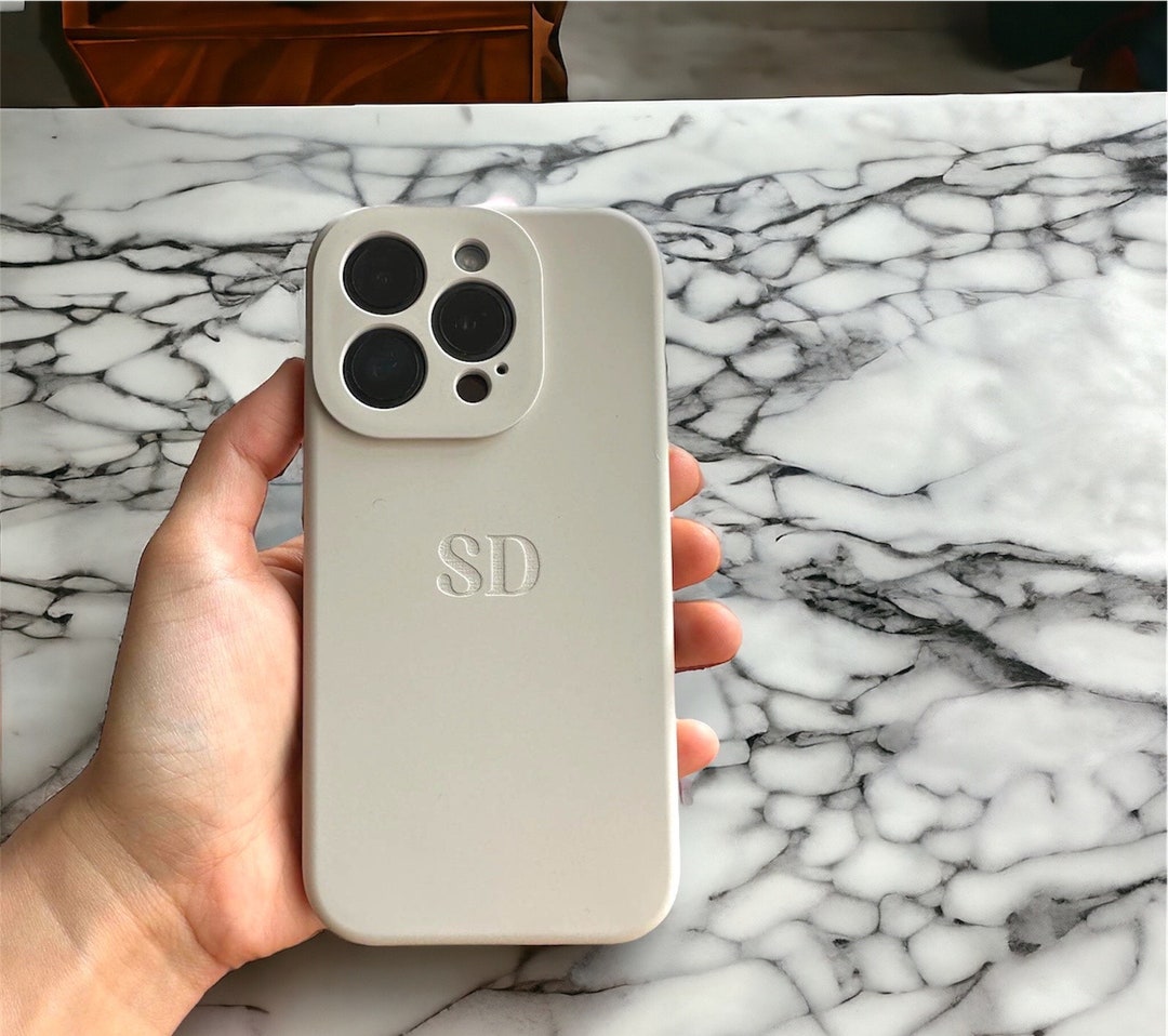 Custom Name iPhone Case Thick Liquid Silicone Engraved Initial Monogram ...