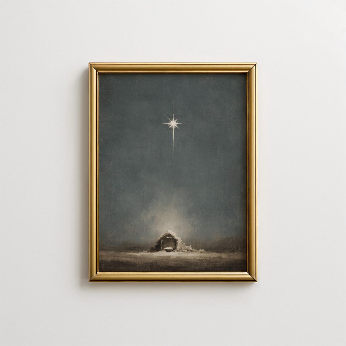 Nativity Stable Art Print Painting, Vintage Style Christmas Manger ...