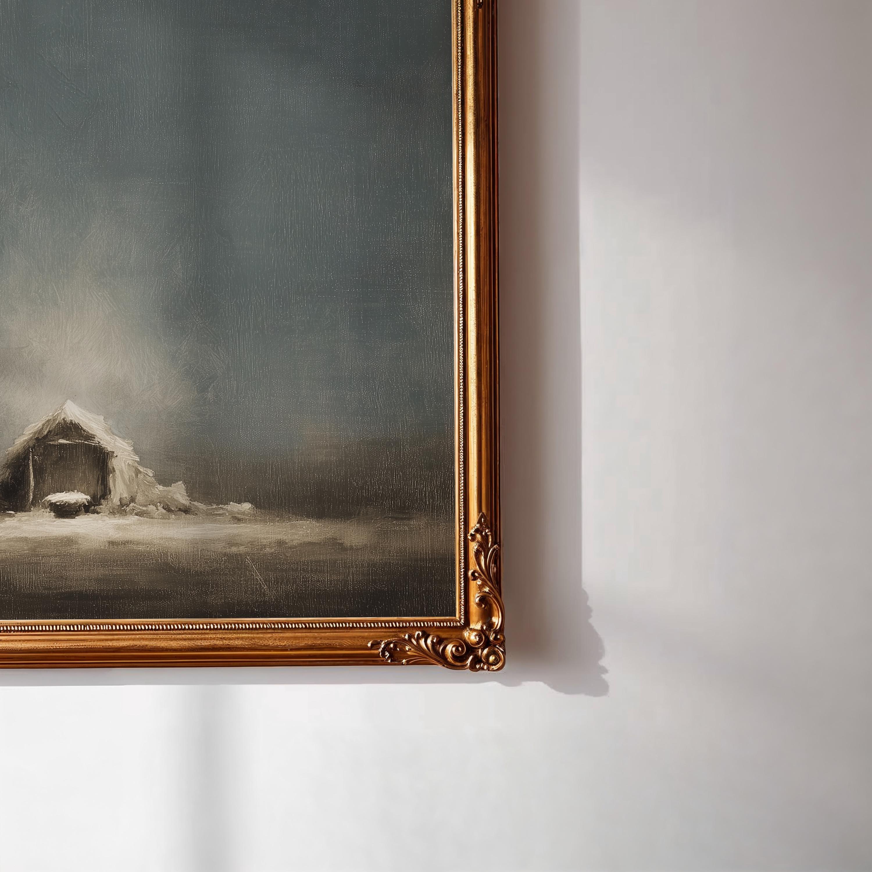 Nativity Stable Art Print Painting, Vintage Style Christmas Manger ...