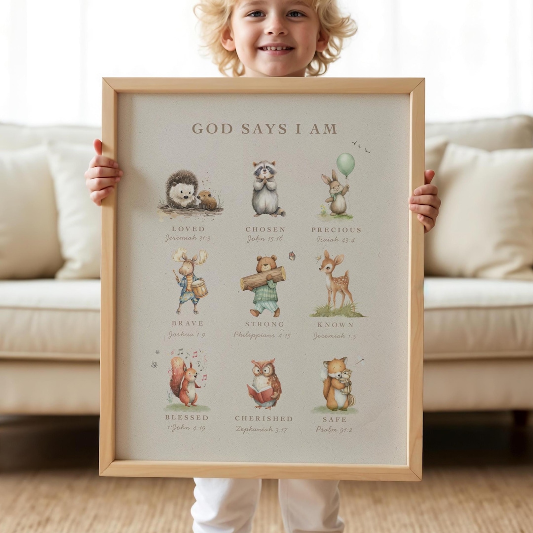 Christian Woodland Nursery Decor, Christian Gift, Kids Biblical ...