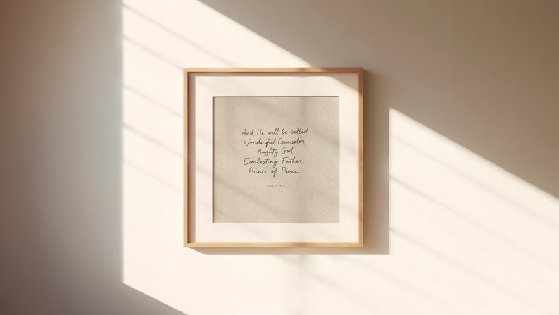 Isaiah 9:6 Christmas Bible Verse Print, Beige Scripture (digital ...