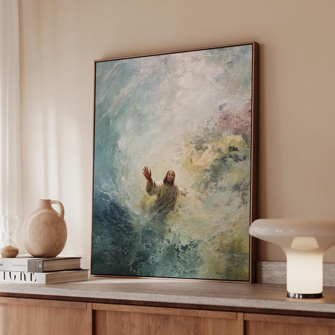 Jesus Art, Modern Christian Wall Art, Large Framed Canvas, Framed ...