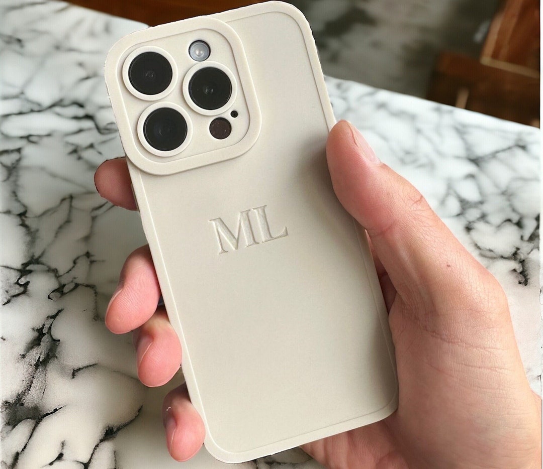 Custom Name iPhone Case Thick Liquid Silicone Engraved Initial Monogram ...