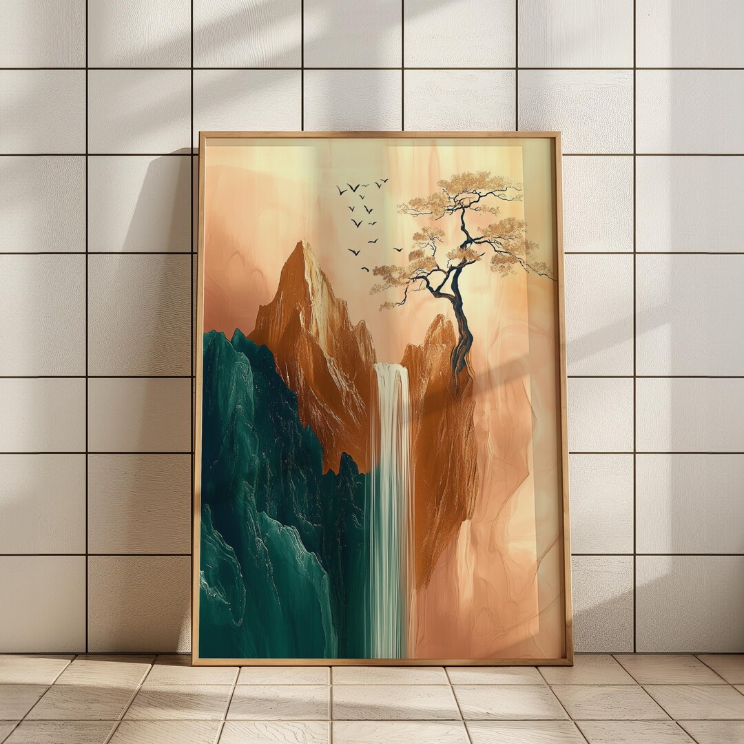 Hokusai Ukiyo-e Japanese Waterfall Wall Art Landscape Poster Print ...
