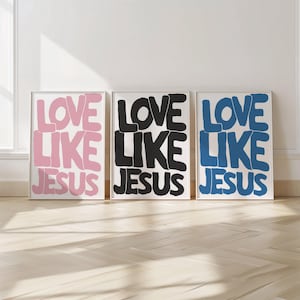 Modern Christian Wall Decor, Love Like Jesus Christian Poster Retro ...