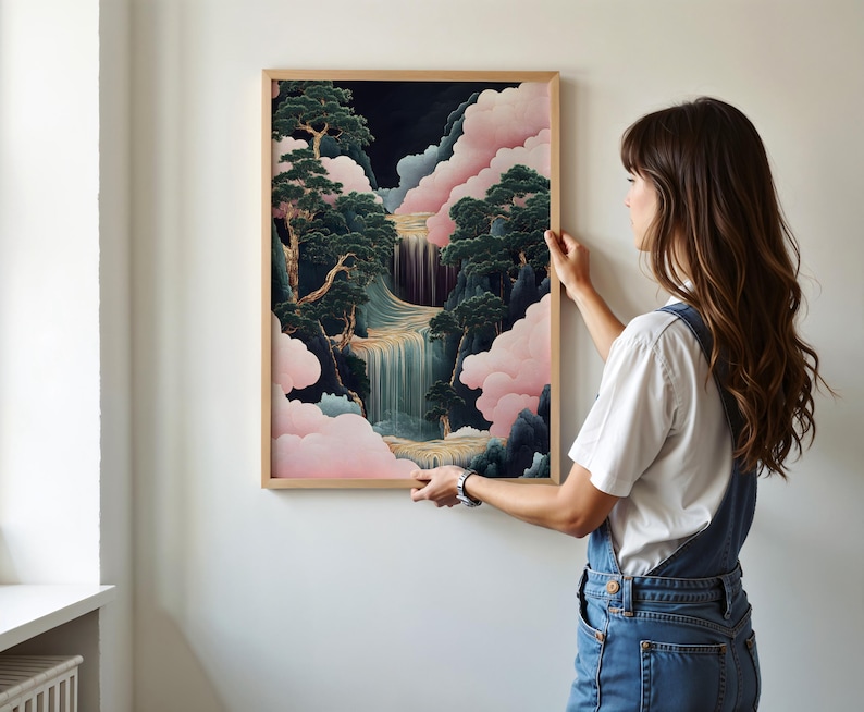 Hokusai Waterfall Print | Ukiyo-e Japanese Landscape Art - Etsy Australia