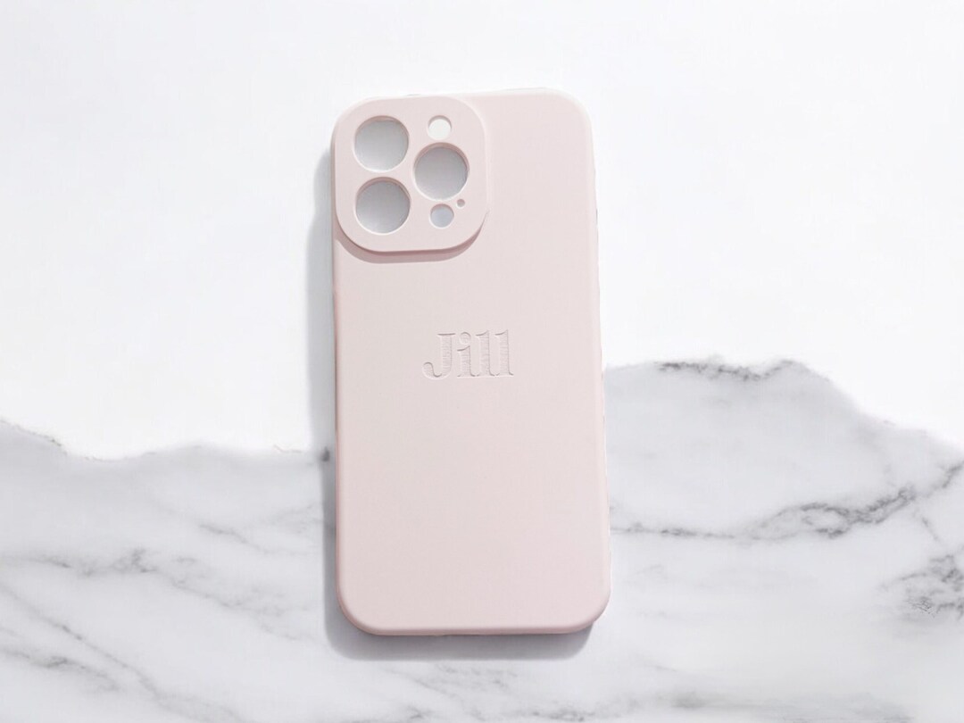 Custom Name iPhone Case Thick Liquid Silicone Engraved Initial Monogram ...