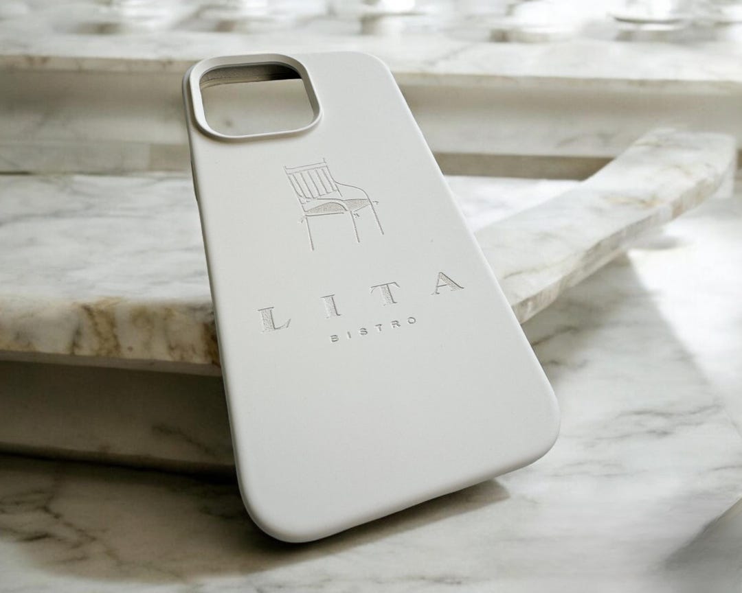 Custom Logo iPhone Case Thick Liquid Silicone Engraved Initial Monogram ...