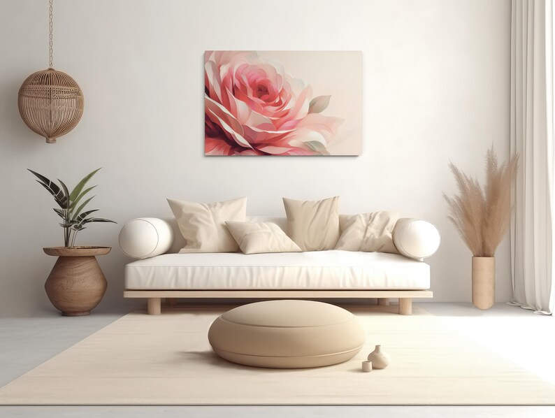 Abstract Wild ROSE Bohemian Painting Print on CANVAS, Birth FLOWER ...