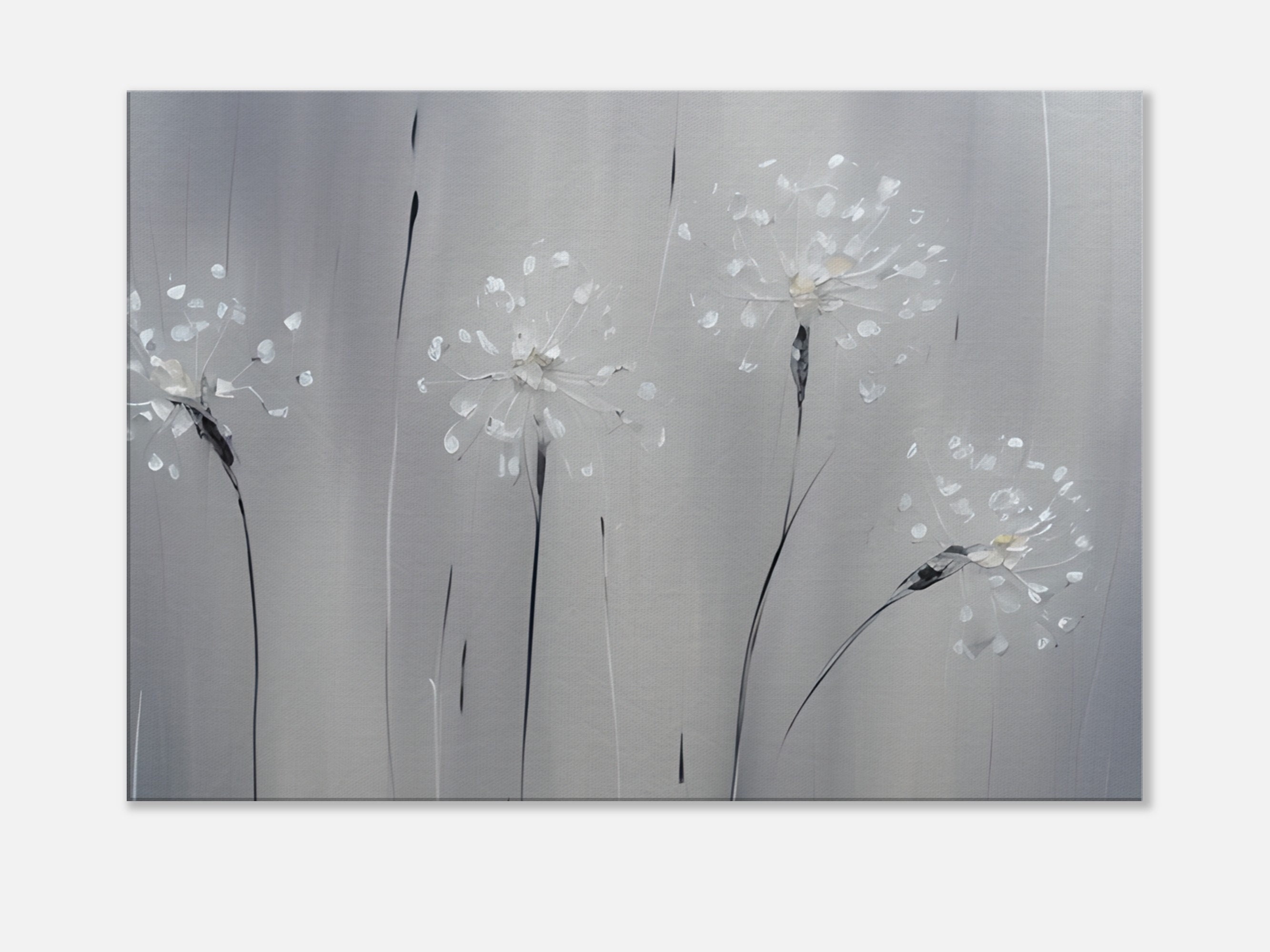 Grey Botanical Abstract Canvas Wall Art, Flower Painting, Living Room ...