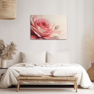 Abstract Wild ROSE Bohemian Painting Print on CANVAS, Birth FLOWER ...