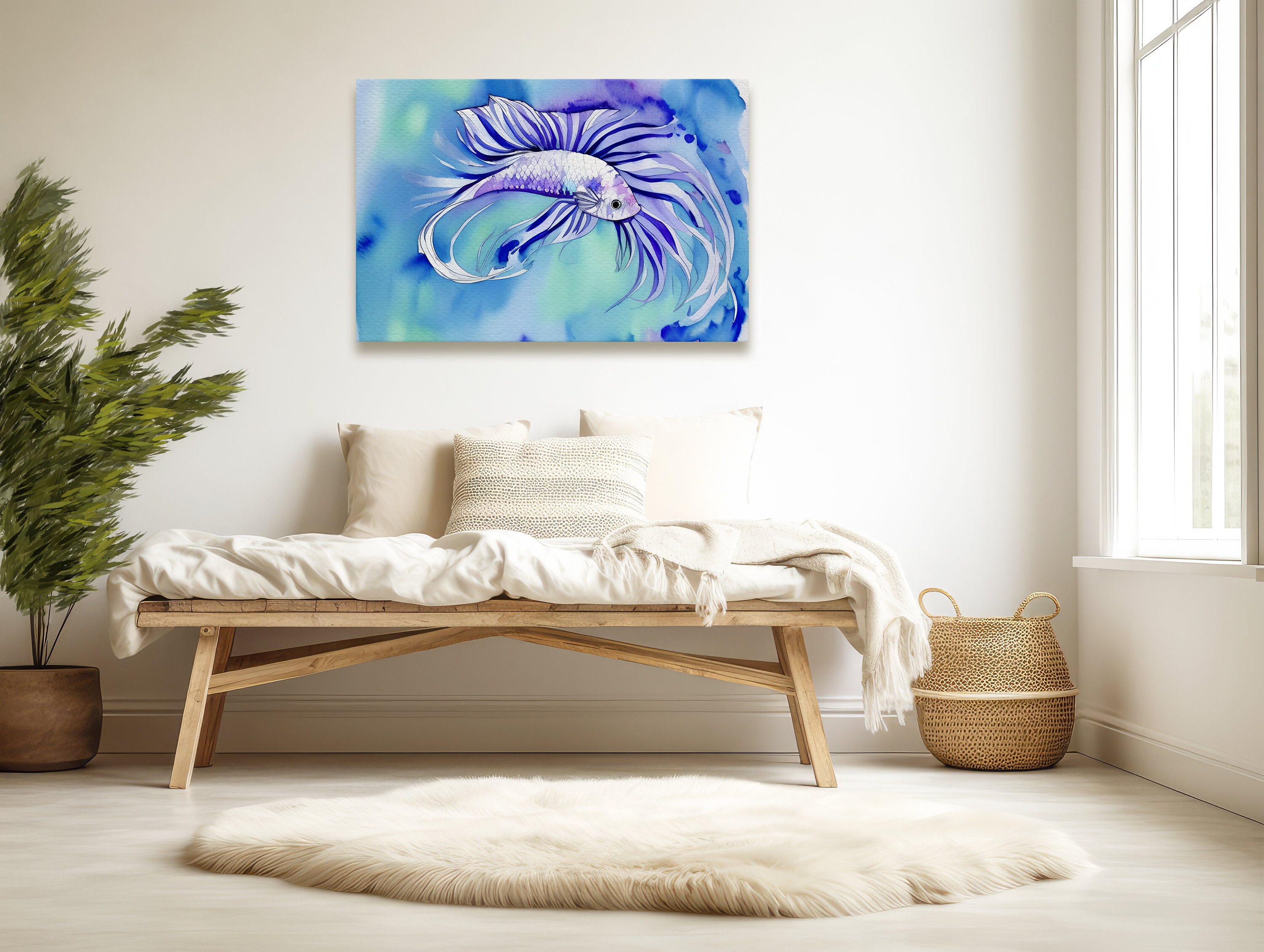 BLUEFISH Bohemian CANVAS Wall Art PRINT, Bohohome Creations, Bohomodern ...