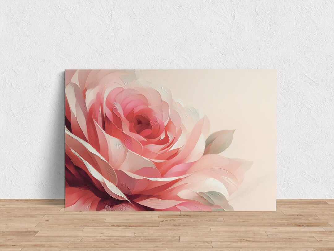 Abstract Wild ROSE Bohemian Painting Print on CANVAS, Birth FLOWER ...