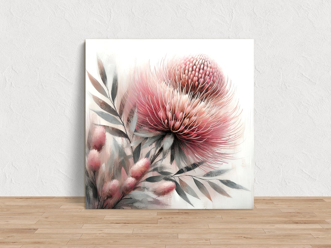 Banksia FLOWER Australian Native BOTANICAL Print on Canvas, Artwork for ...