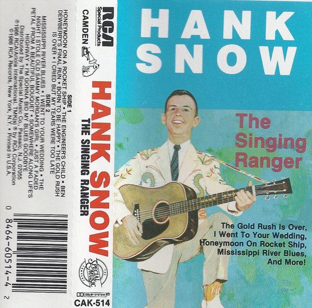 Hank Snow and His the Rainbow Ranch Boys the Singing Ranger cassette VG ...