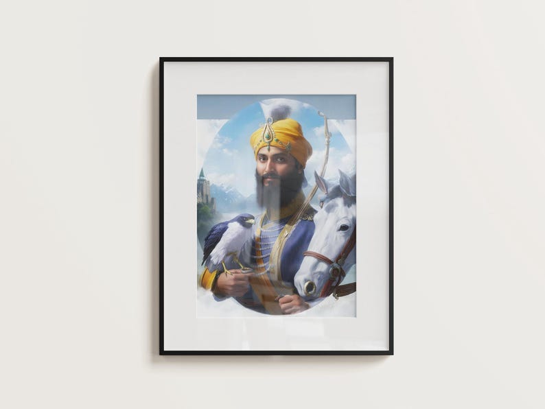 Guru Gobind Singh Art | Sikh Warrior Horse Portrait | Neela Ghora Oil ...